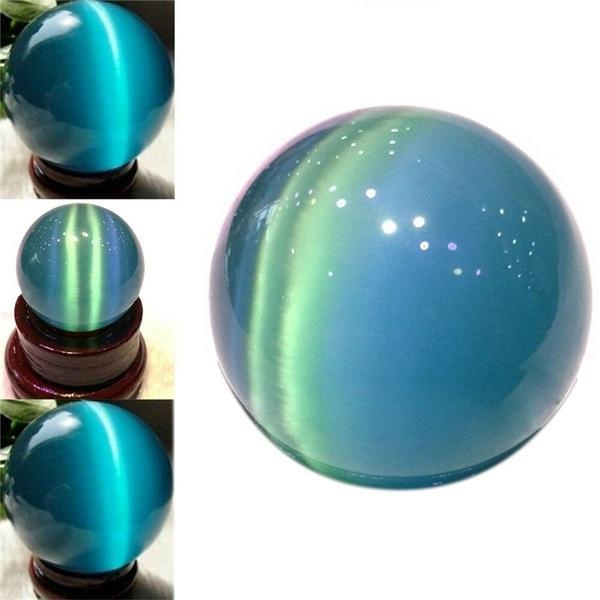 New 40mm Blue Cat's-eye Opal Natural Quartz Crystal Healing Stone Ball ...