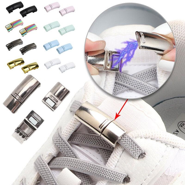 2pcs/1pair New Metal Shoelace Magnetic Buckle Shoelaces Magnetic Lock ...