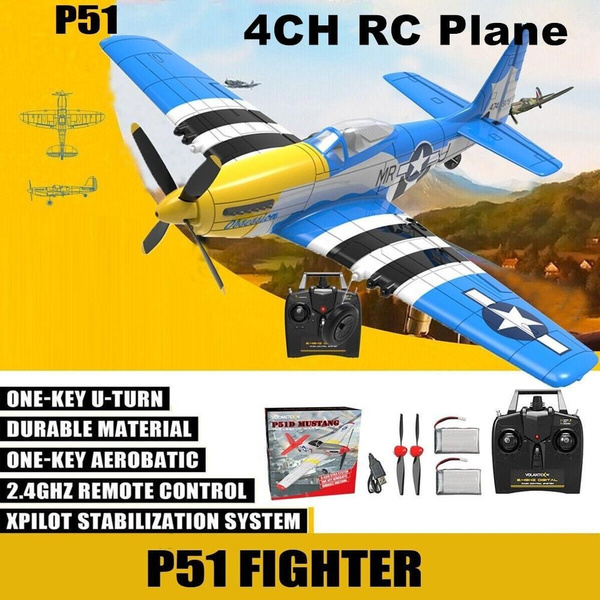RC Airplanes P51 4CH Fighter 2.4G Remote 6Axis RTF Aerobatic Glider With Stabilization System ...