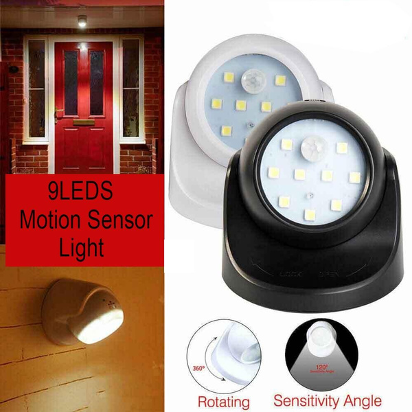 360° Motion Sensor Night Light Security Indoor Outdoor Light 9 Leds ...