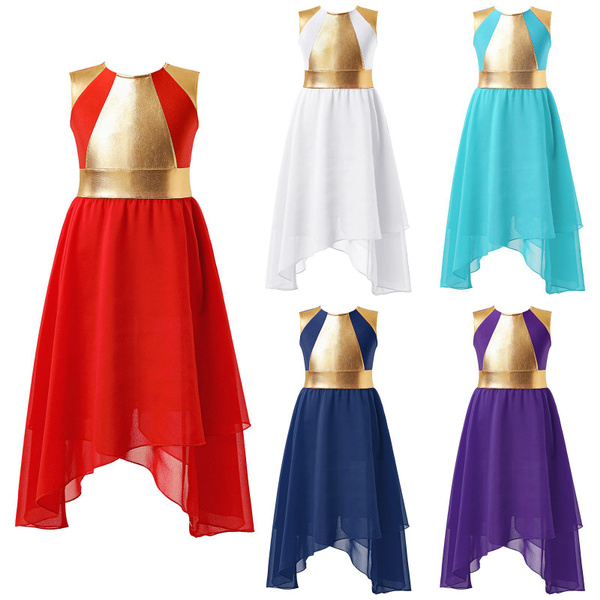 Kids Girls Praise Lyrical Dance Dress Worship Liturgical Celebration ...