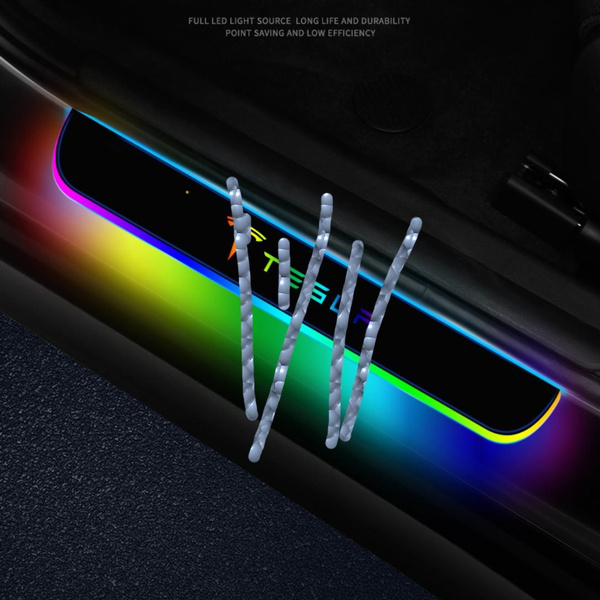 Car Door Sill Pedal LED Logo Lights Strip Kit Wiring-Free LED Car Door ...