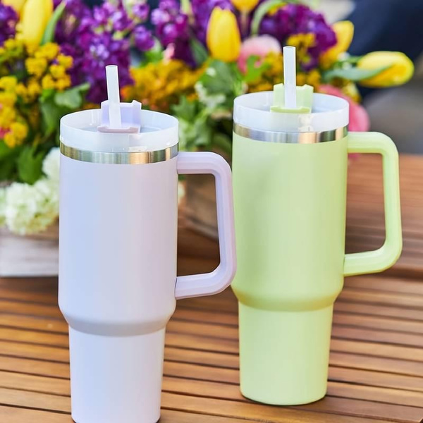 40oz Mug Tumbler Cup With Handle Insulated Tumbler With Lids Straw ...