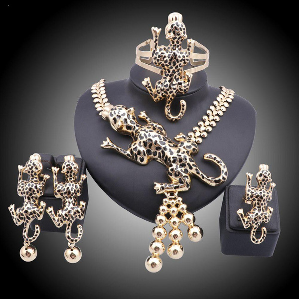 Exquisite Gold Silver Enameled Leopard Jewelry Set Luxury Nigerian ... Exquisite Gold Silver Enameled Leopard Jewelry Set Luxury Nigerian ...