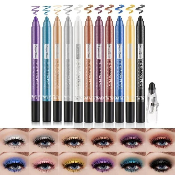 12 Color Eyeshadow Pen Shimmer Eyeliner Stick Glitter Eye Brightening ...