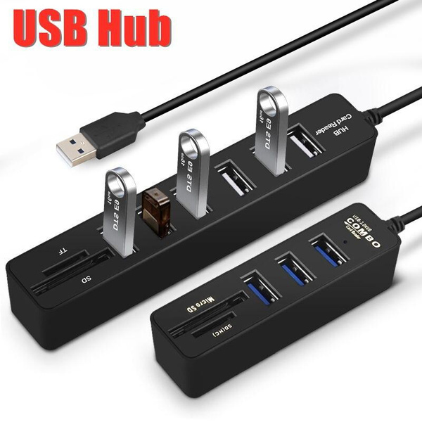 USB Hub 2.0/3.0 Splitter High Speed 3 6 Ports With TF SD Card Reader ...
