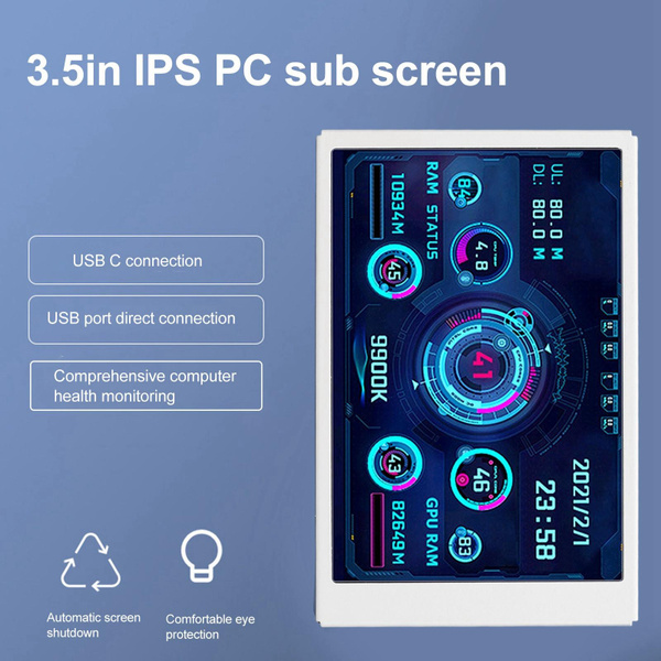 3.5in Computer Temp Monitor IPS Full View Display Small Screen for ...