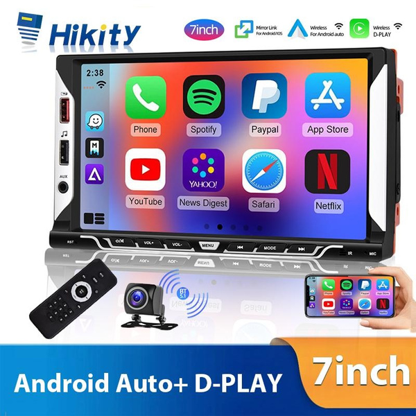 HIKITY New 7'' Bluetooth Car Stereo with Wireless D-Play Android Auto ...