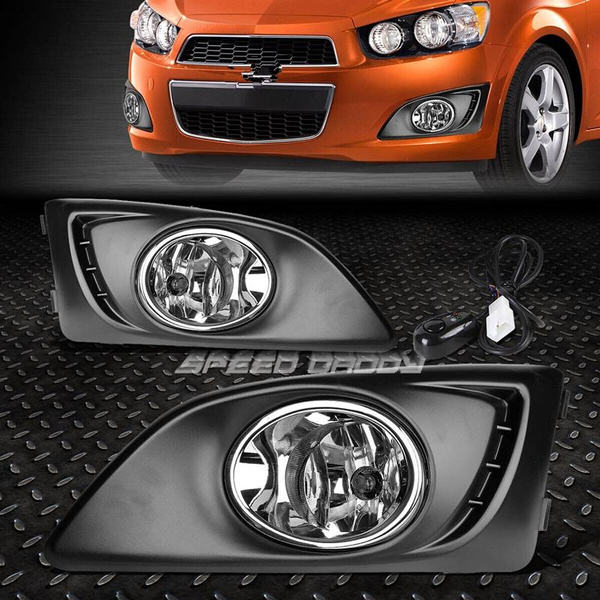 FOR 11-15 CHEVY AVEO SONIC FRONT BUMPER DRIVING FOG LIGHT LAMPS W/BEZEL ...