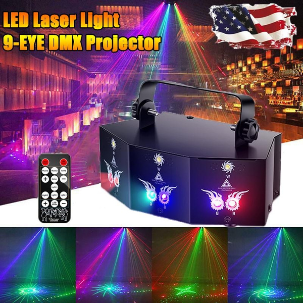 9 -EYE Laser LED Light Remote RGB DMX Scan Projector Strobe DJ Stage ...