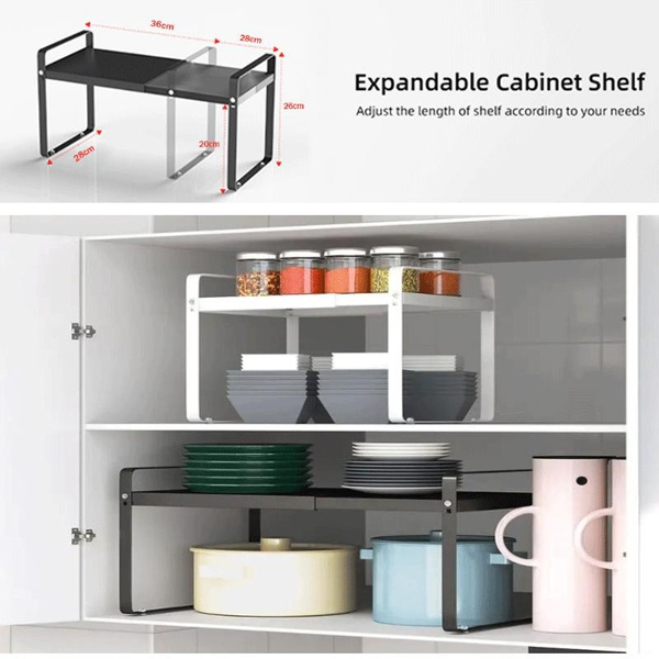 Countertop Shelf Organizer, Expandable Metal Shelf for Kitchen Cabinet ...