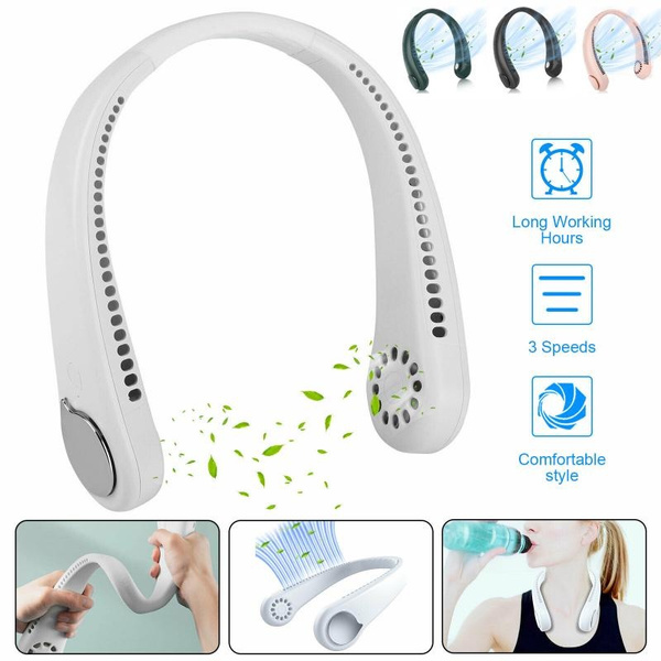 Portable Hanging Neck Fan Mini Electric Wireless Fan USB Rechargeable ...