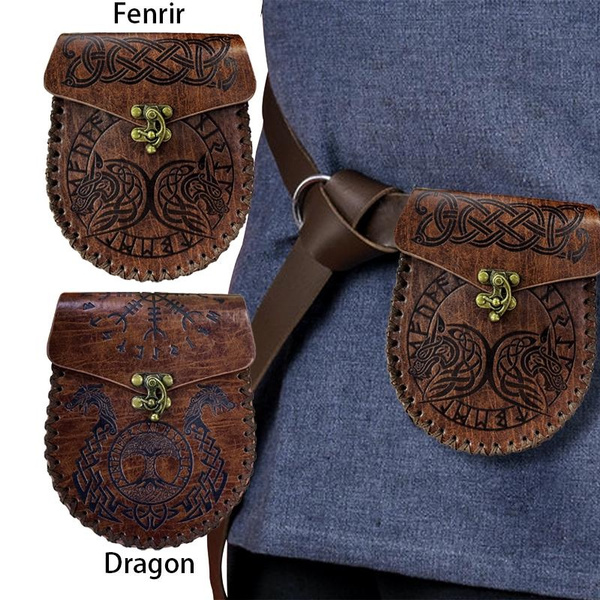 Medieval Embossed Belt Bag, Nordic Belt Pouch, Vintage Portable Viking ...