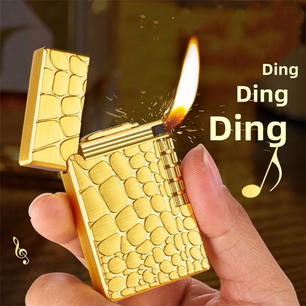 Metal Sliding Sound Lighter Inflatable Open Flame Personality Trendy ...