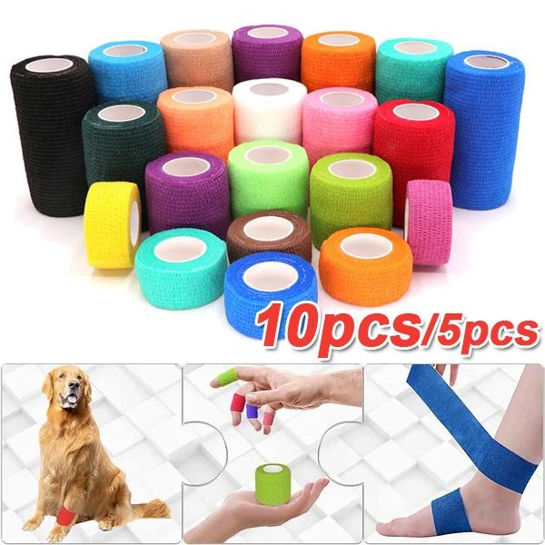 5/10Rolls Self Adhesive Gauze Medical Bandage Wrap, Breathable Elastic ...
