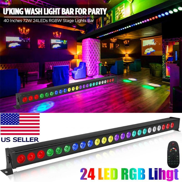24 LEDs Wall Washer Strip Light Bar Uplighter DMX RGB Stage Battern ...