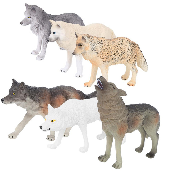 Simulation 6pcs Wildlife Wolf Figurines, Wolf Figurine Toy, Decorative ...