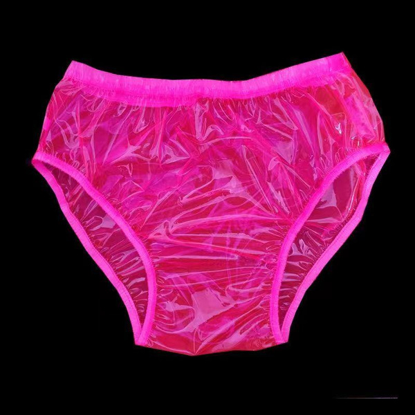 Pink PVC Plastic Pants ABDL Adult Baby Diaper Pants Cover Reusable Pant ...