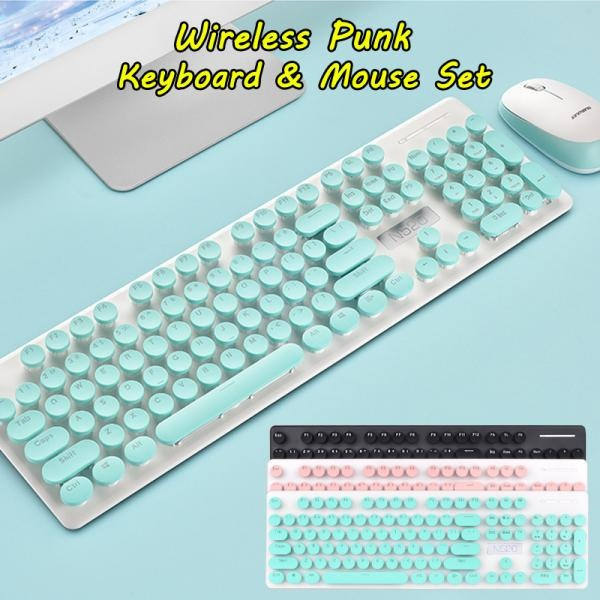 Cute Universal Wireless Punk Keyboard Mouse Set Battery Powered | Wish