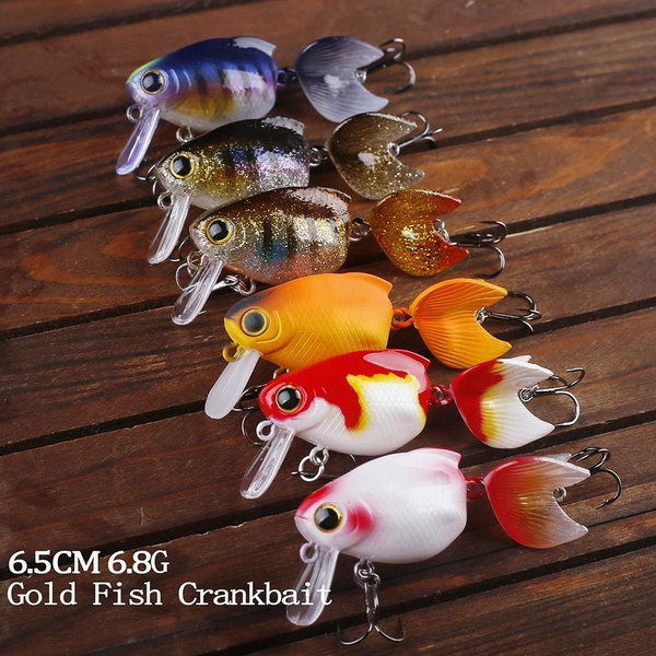 1PCS 6.5CM 6.8G Shallow Diver Wobblers Gold Fish Crankbait Floating ...