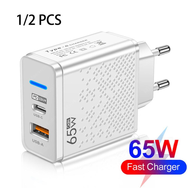 1/2PCS 65W Luminescent LED USB+PD Mobile Phone Charger Multi-port Type ...