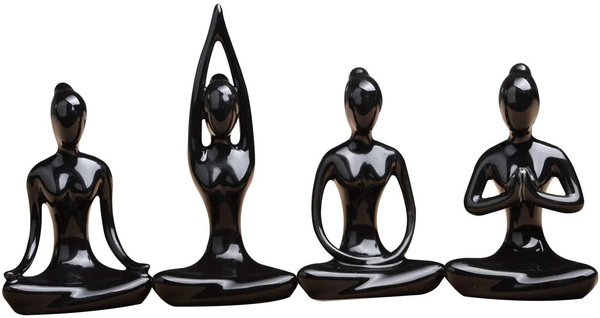 4 Meditation Yoga Pose Statue Figurine Resin Yoga Figure Set Decor Home ...