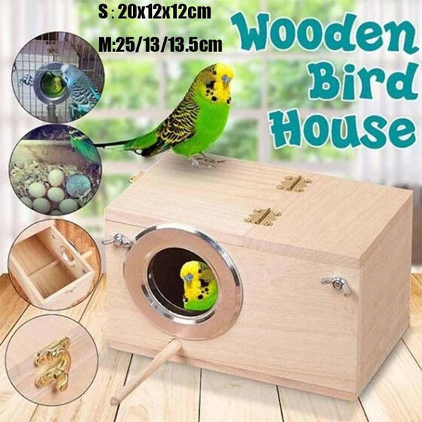Pet Wood Parakeet Cockatiel Breeding Nesting Bird Aviary Cage Box | Wish