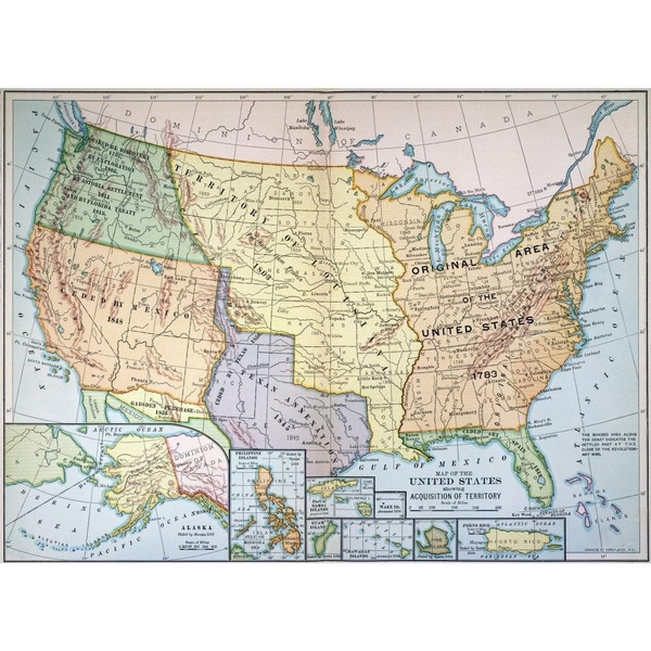 Map: U.S. Expansion, 1905. /Nmap Of The United States, 1905, Showing ...