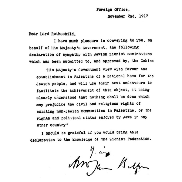 Balfour Declaration, 1917. /Nthe Letter Written By British Foreign ... Balfour Declaration, 1917. /Nthe Letter Written By British Foreign ...