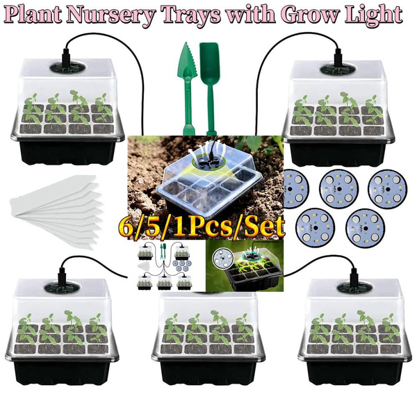 6/5/1Pcs/Set Plants Grow Box Seed Starter Trays With Grow Light Nursery ...