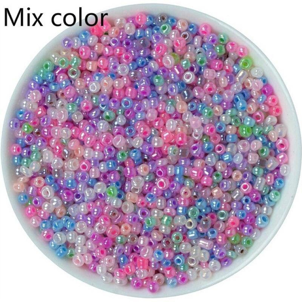 1200 Pcs 2mm Austria Opaque Round Hole Glass Bead Solid Color Czech Glass Seed Spacer DIY Beads ...