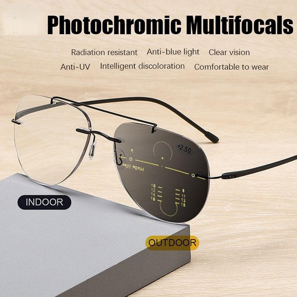 Ultra Light Automatic Progressive Photochromic Reading Glasses Men's ...