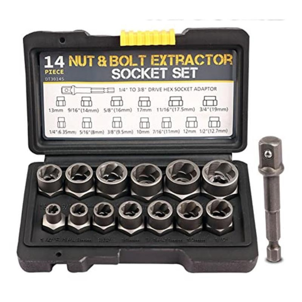 3/8” Drive Impact Bolt Nut Extractor Set 13 Pcs Lug Nut Remover Kit 1/4 ...
