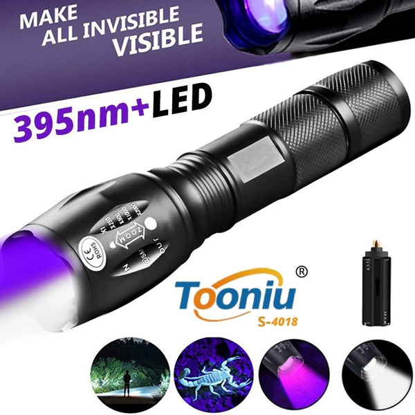 2 in 1 Zoomable UV Light 395nm LED UV FlashLight White Light Torch ...