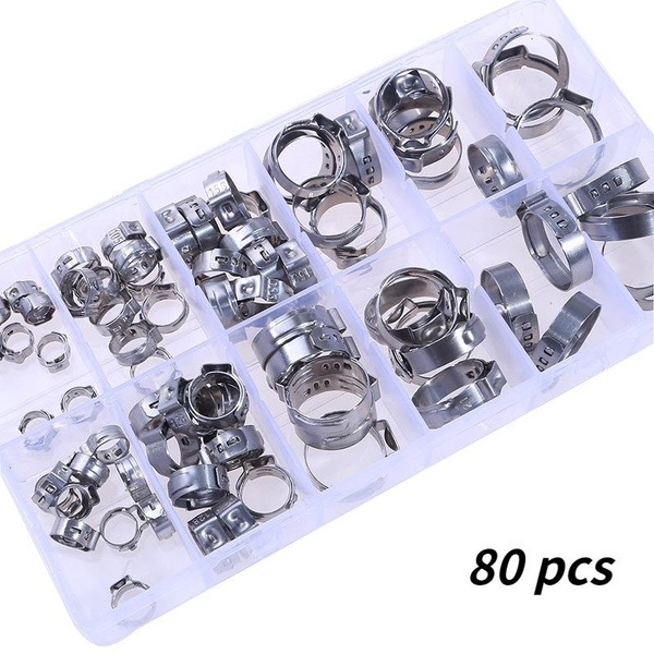80 Pcs/ Box New Stainless Steel Pipe Clamp Ferrule Set Accessories Pex ... 80 Pcs/ Box New Stainless Steel Pipe Clamp Ferrule Set Accessories Pex ...