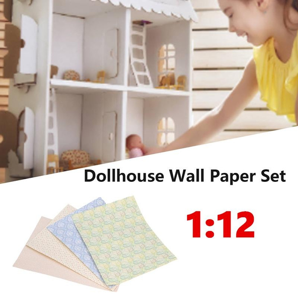 1:12 Scale Dollhouse Wall Paper 4 Sheets Different Patterns Lovely ...