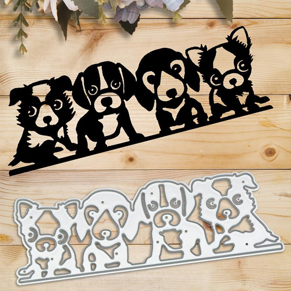 Cute Bar Shape Dogs Puppy Pattern Metal Stencil Mold Cutting Dies ...