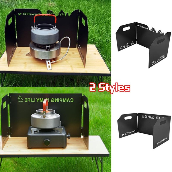 Wind Shield Deflector Folding Windscreen Guard Outdoor Camping Barbecue ...