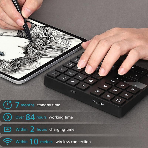 Mini Drawing Keyboard, 35 Keys One Handed Ergonomic Drawing Shortcut ...