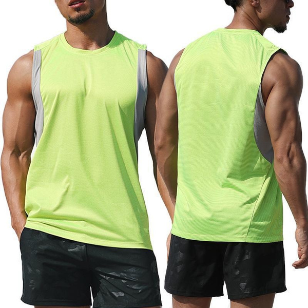 Fashion Quick-drying Singlet Men's Sports Sleeveless Breathable Vest Fitness Training Tank Tops ...