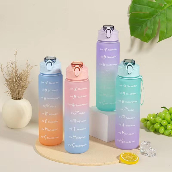 Outdoor Portable Gradient Color Water Cup 900ml Straw Drinking Bottle Leakproof Cold Cup | Wish