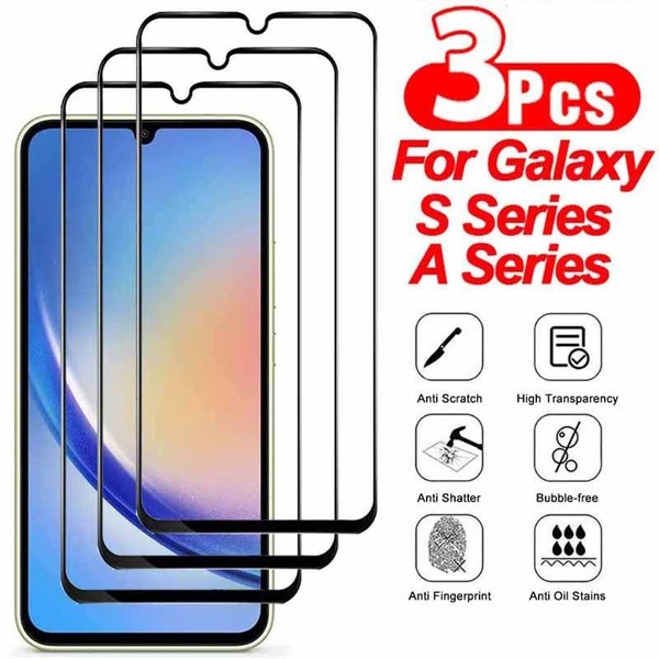 3 Pack HD Full Cover Tempered Glass Screen Protector For Samsung Galaxy A14 A24 A34 A54 A13 A23 ...