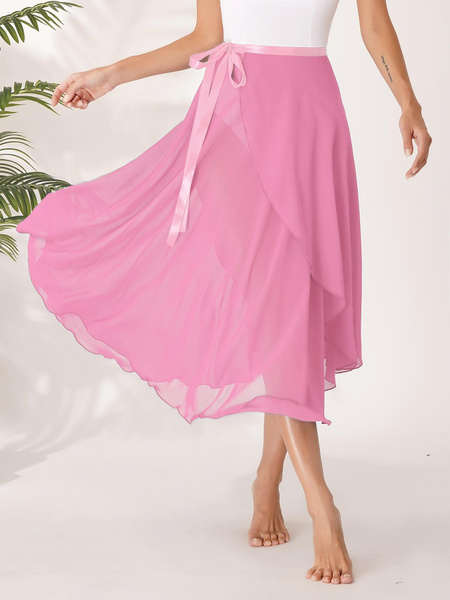 Womens Lace-Up Ballet Modern Dance Training Costume Solid Chiffon Flowy ...