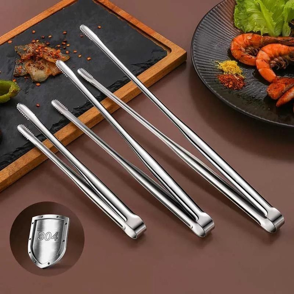 3pcs BBQ Tongs Food Clamp 304 Stainless Steel Multi-functional Steak ...
