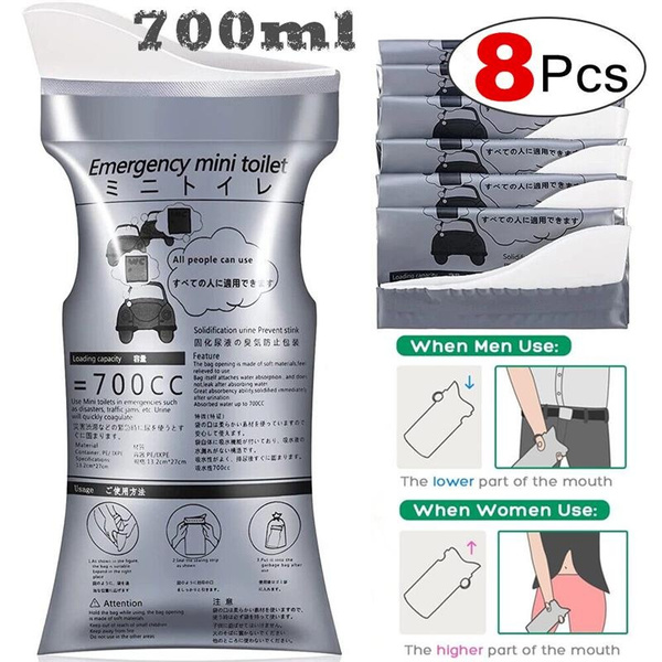 8pcs Portable Disposable Urine Pee Bag Toilet Bags Camping Car ...