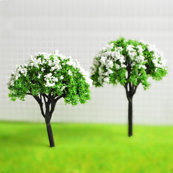 10PCS HO N Scale Model Flower Tree 1:87 Color Flower Miniature Trees ...