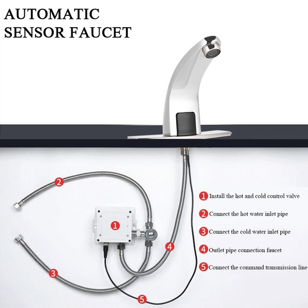Automatic Sensor Touchless Sink Faucet, Electronic Hands- Motion Activated Stainless Steel ...