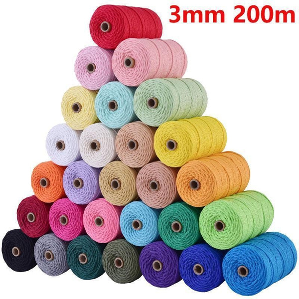 30 Colors 3mm X 220 Yards (About 200m) Macrame Cord, Cotton Rope,100% ...