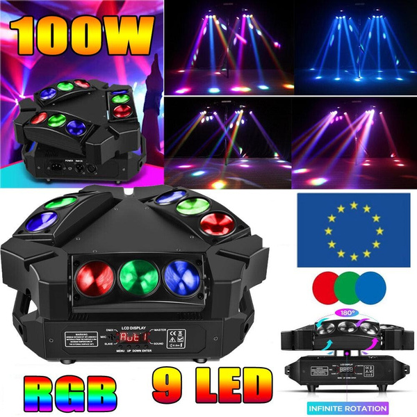 100W RGB 9 LED Moving Head Stage Lighting Spider Beam DMX DJ Disco ...