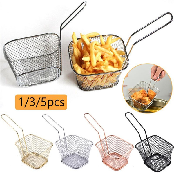 1/3/5pcs Mini Stainless Steel Fry Baskets Chips Presentation Basket ...